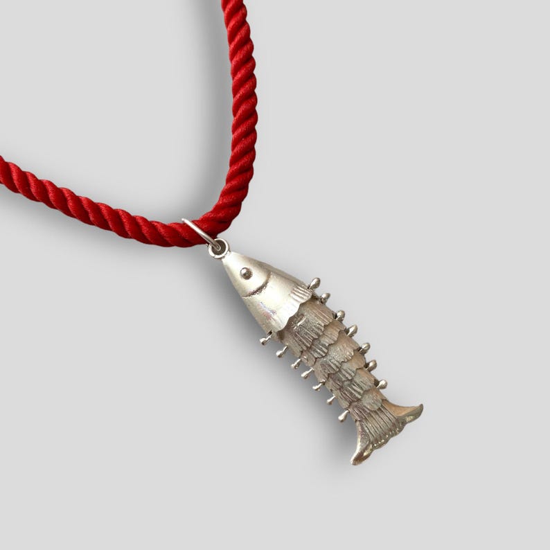 925 Sterling Silver Fish Necklace, Gold Fish Necklace, Red String ...