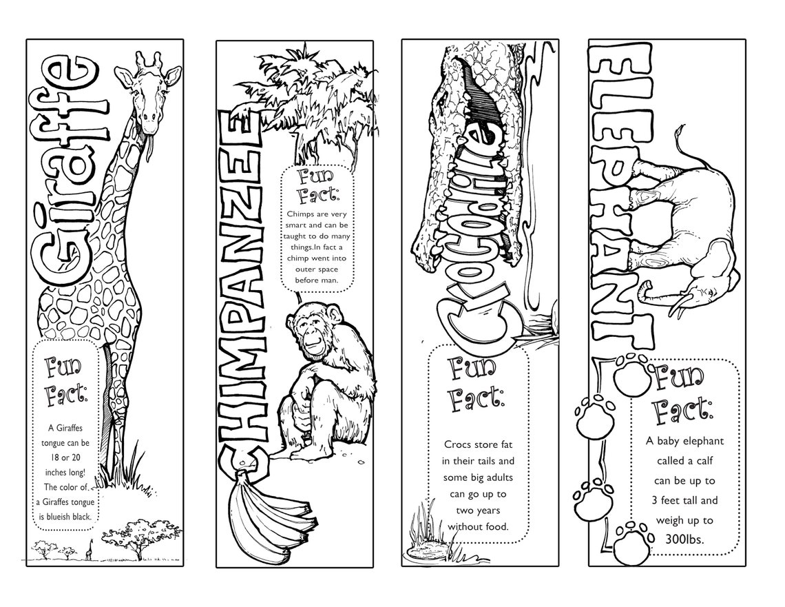 Fun Animal Facts Bookmarks to Color and Cut Digital Download for Kids ...