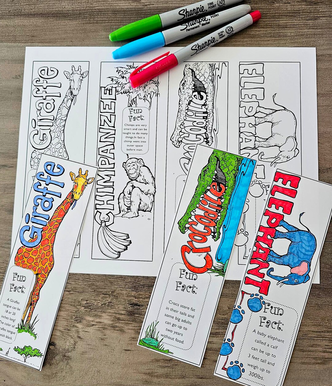 Fun Animal Facts Bookmarks to Color and Cut Digital Download for Kids ...