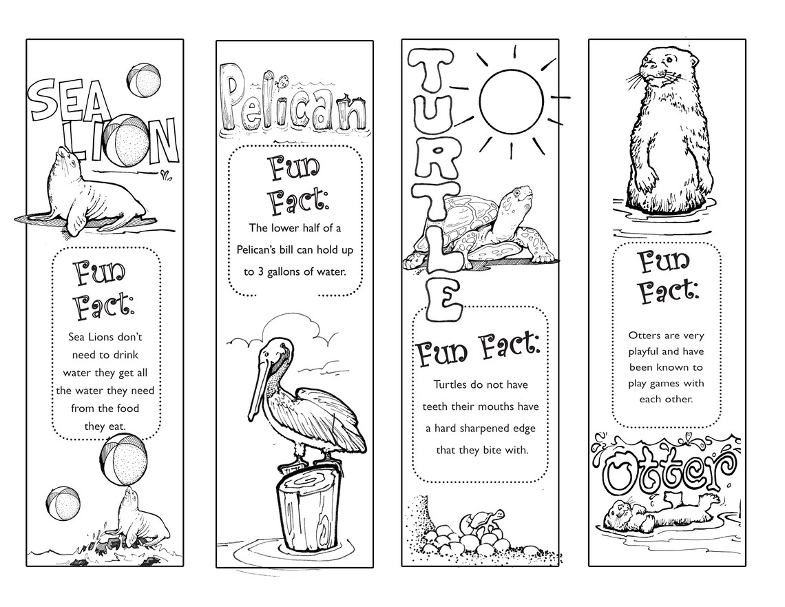 Fun Science Animal Facts Bookmarks to Color With Crayons or Markers and ...