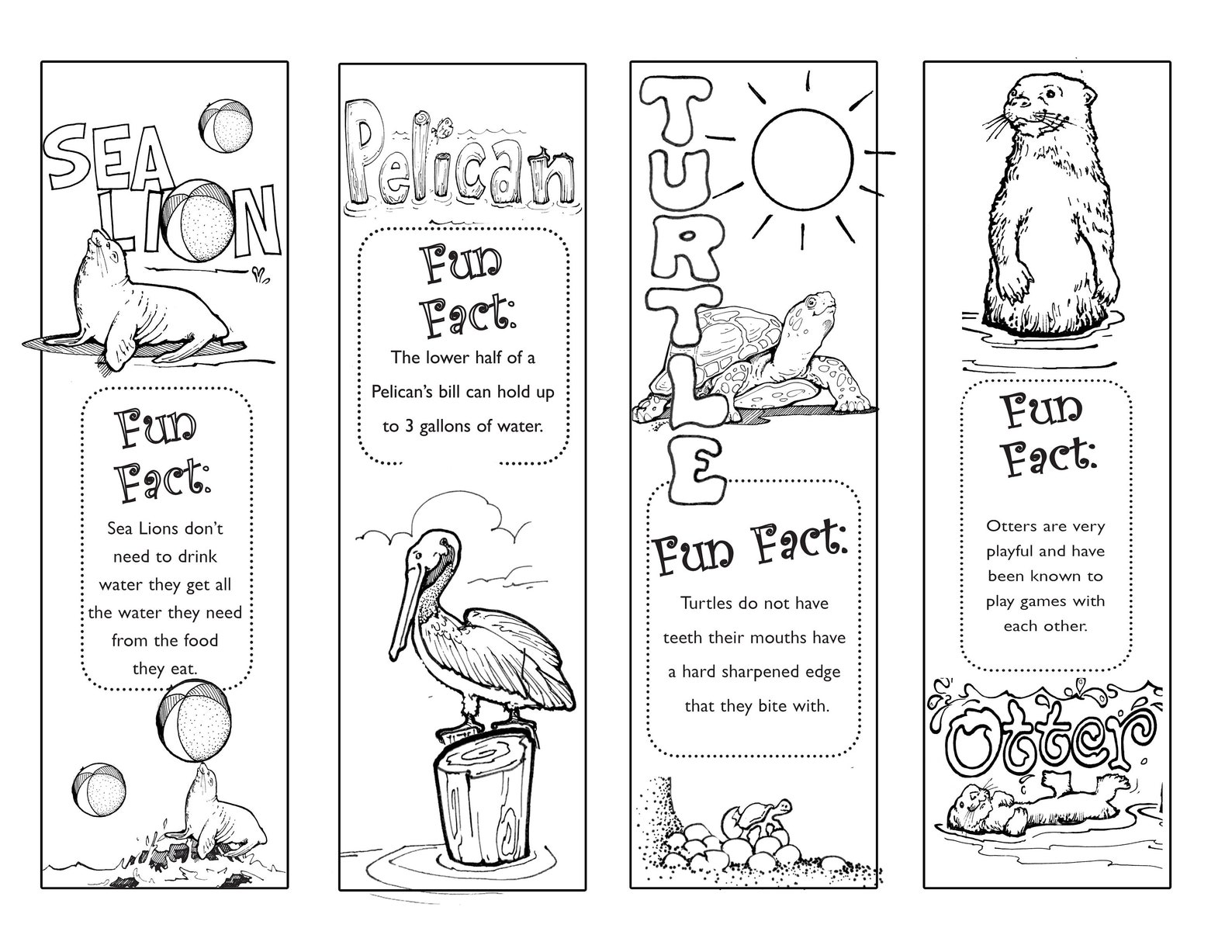 Fun Science Animal Facts Bookmarks to Color With Crayons or Markers and ...