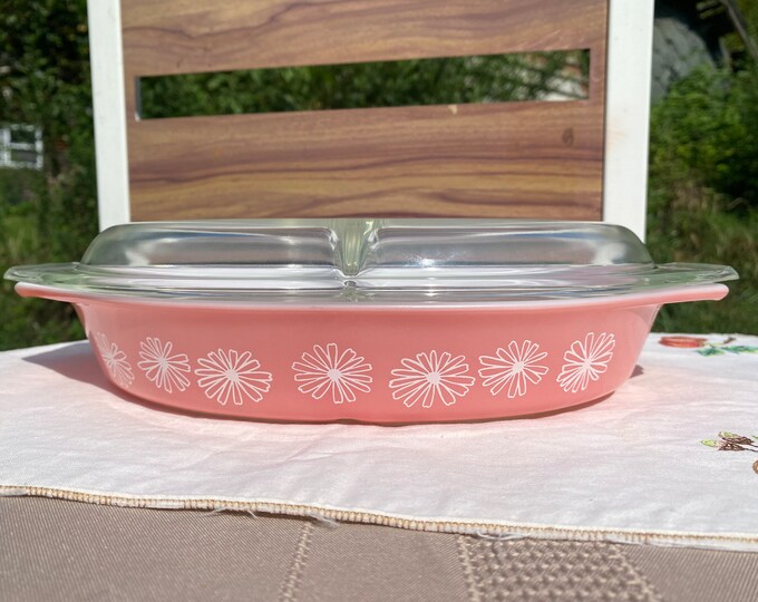 Vintage Pink Pyrex Daisy Pattern 1.5 Quart Serving Dish With Clear ...