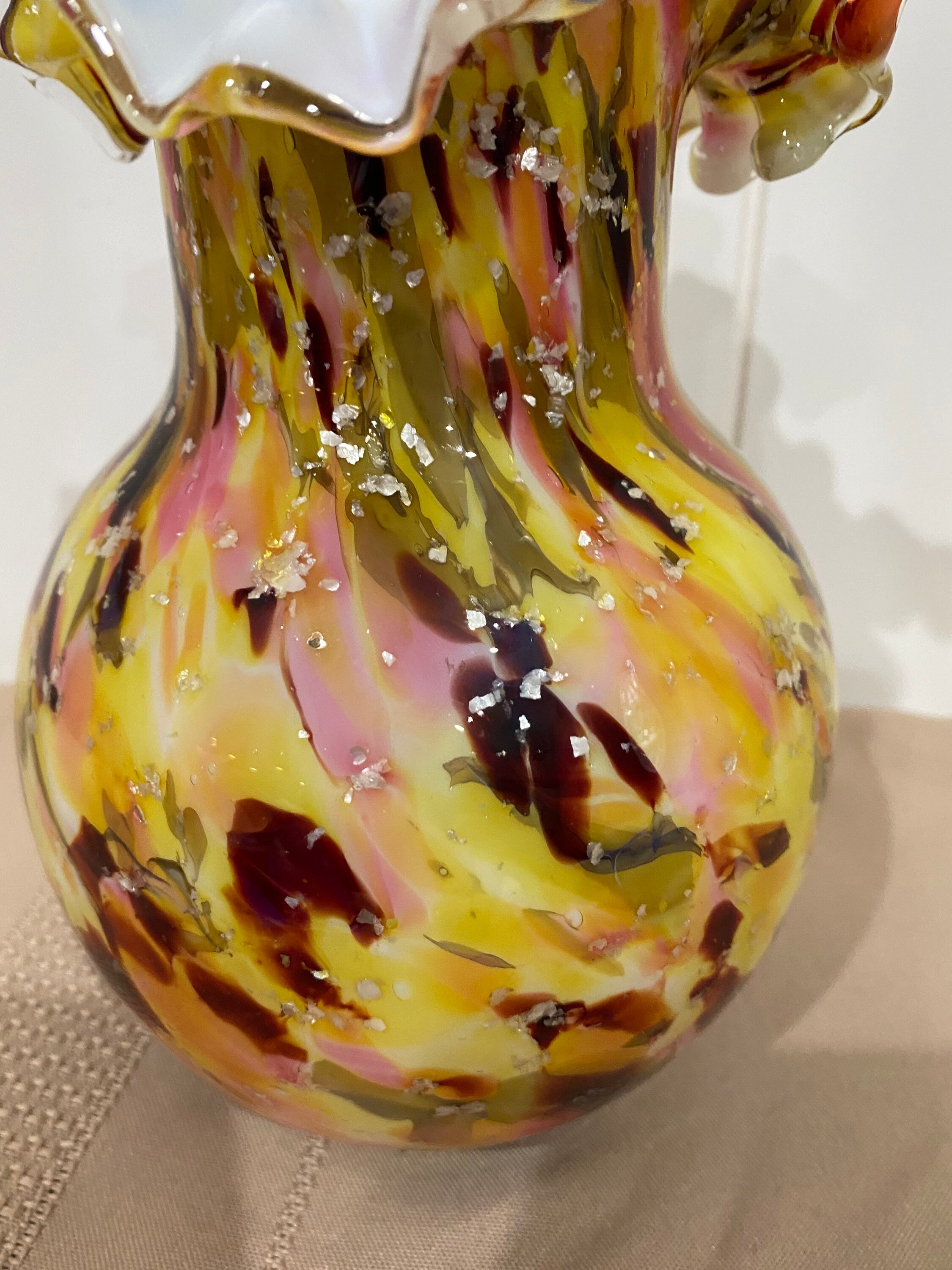 Unique and Beautiful Art Glass Vasa Murrhina Spatter Glass With Mica ...