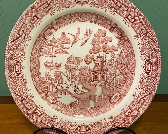 Vintage Churchill Pink/red Willow Dinner Plate - Etsy