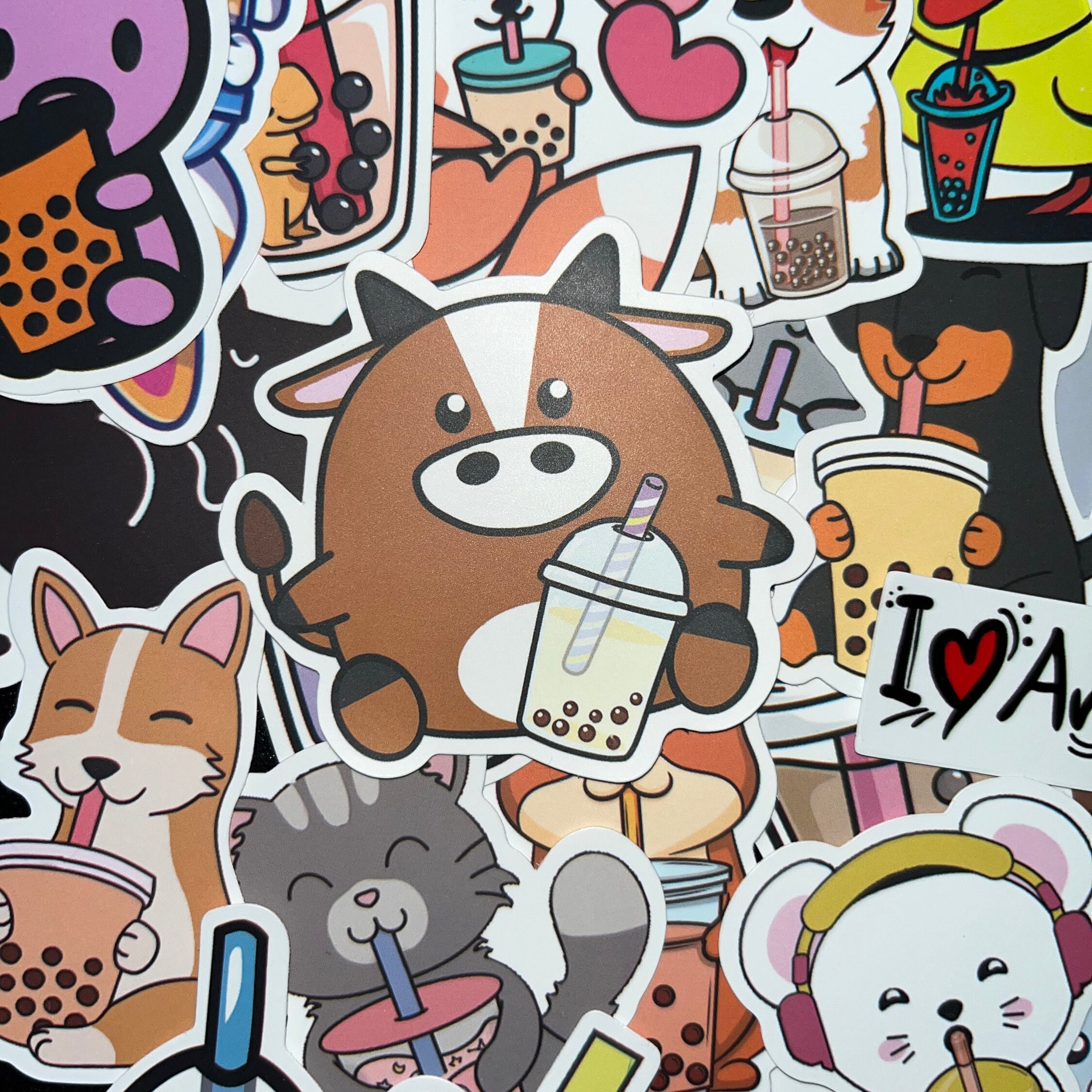 1/5/20/50pcs Drinking Boba Stickers/bubble Tea Stickers - Etsy