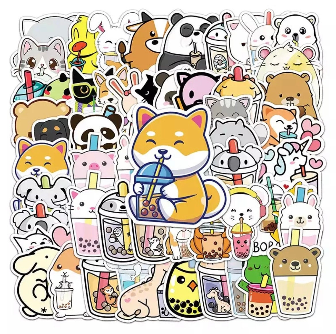 1/5/20/50pcs Drinking Boba Stickers/bubble Tea Stickers - Etsy