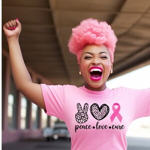 Breast Cancer Awareness T-shirt,, Peace Love Cure Breast Cancer Shirt ...