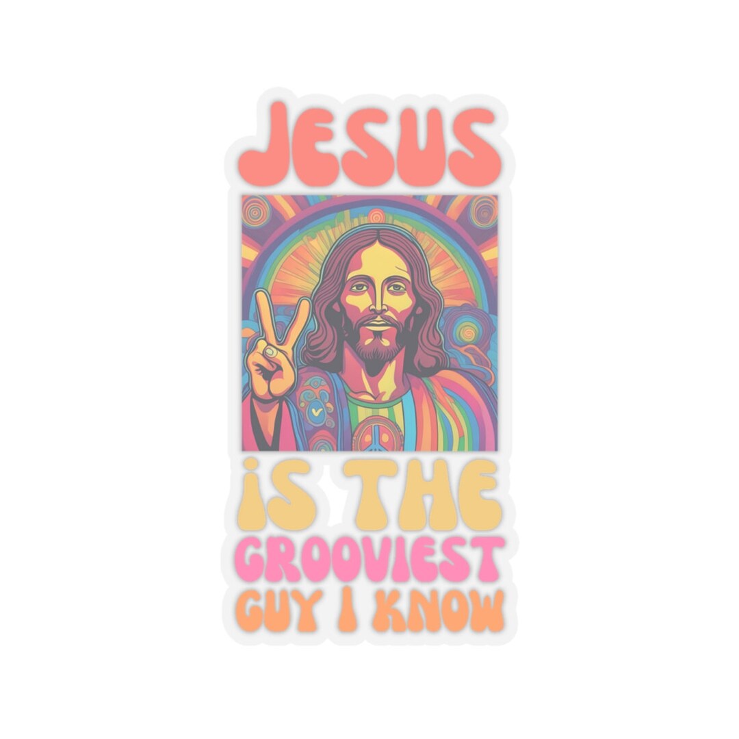 Hippie Jesus Kiss-cut Sticker, Christian Sticker, Jesus Vinyl Decal ...