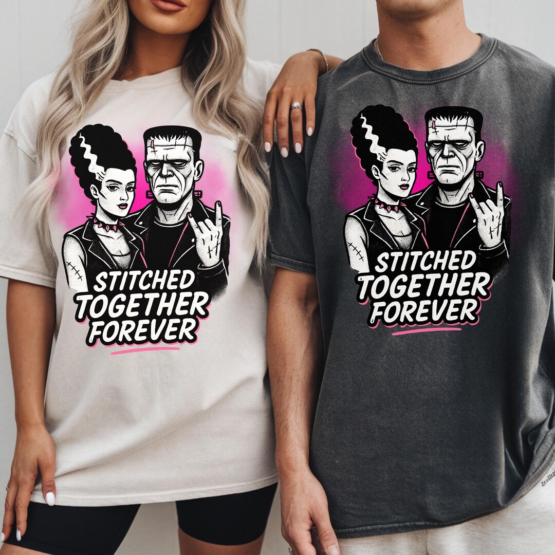 Frankenstein & Bride of Frankenstein Couples T-shirt, Halloween ...