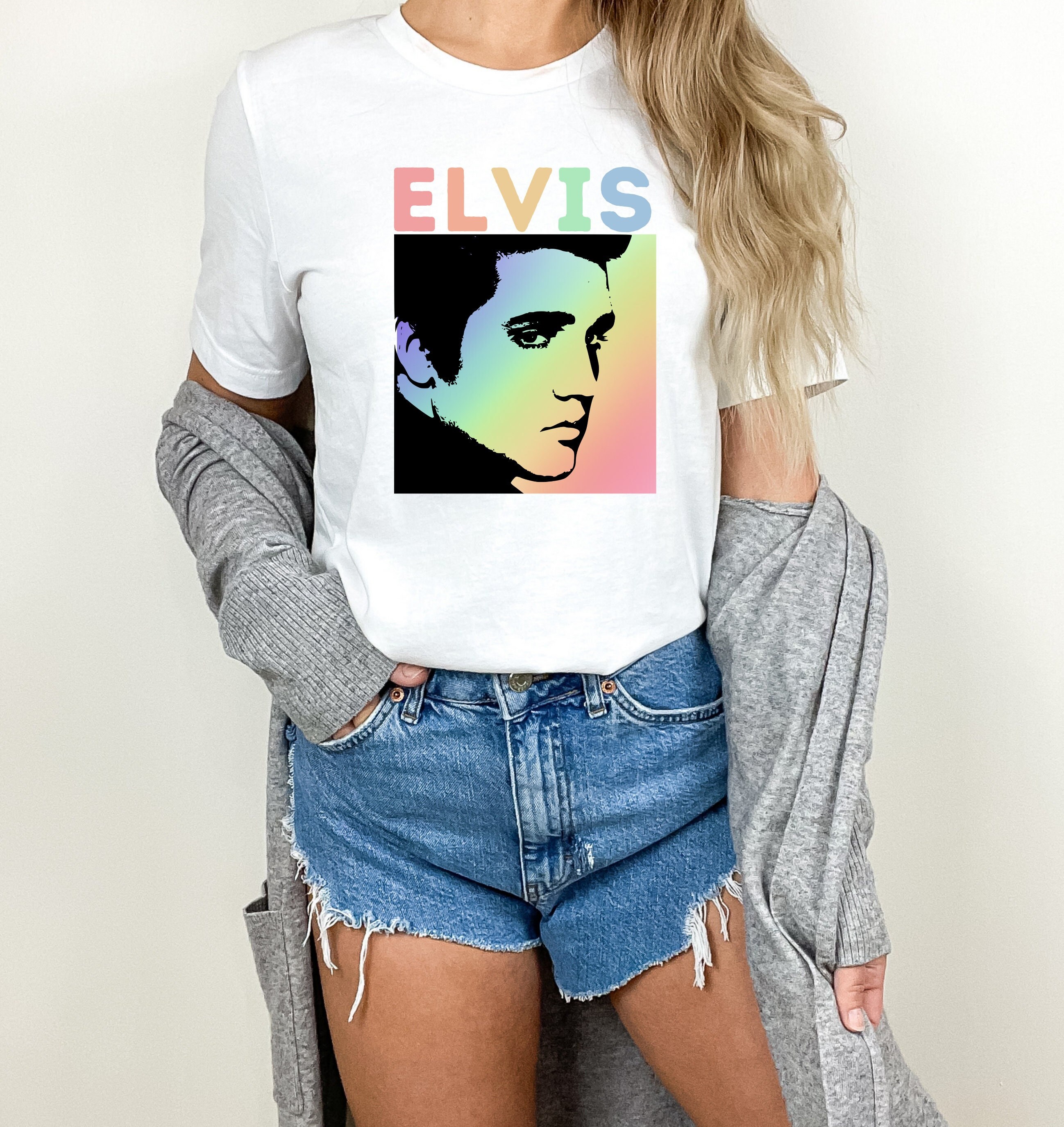 Pastel Rainbow Ombre Elvis Shirt, Elvis Presley, Retro Elvis Shirt ...