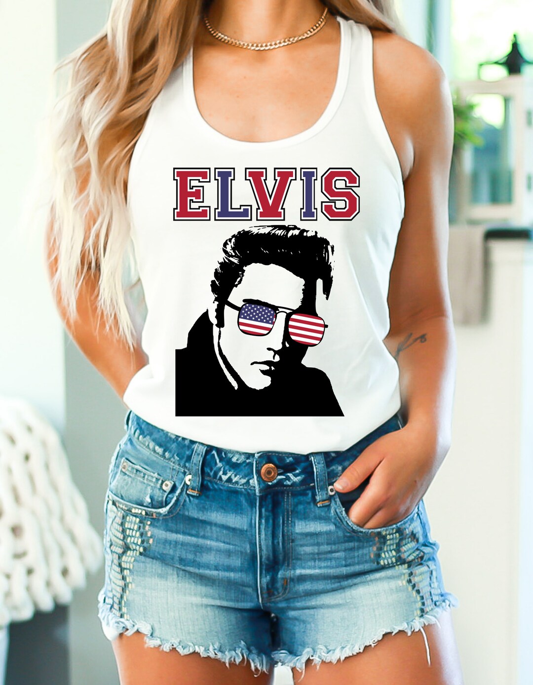 Elvis Presley Patriotic Unisex Tank Top, Vintage Style Elvis Tank, Rock ...