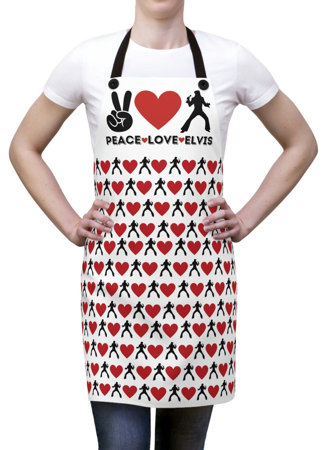 Peace Love Elvis Apron, Baker's Gift, Cute Apron, Elvis Birthday Gift ...