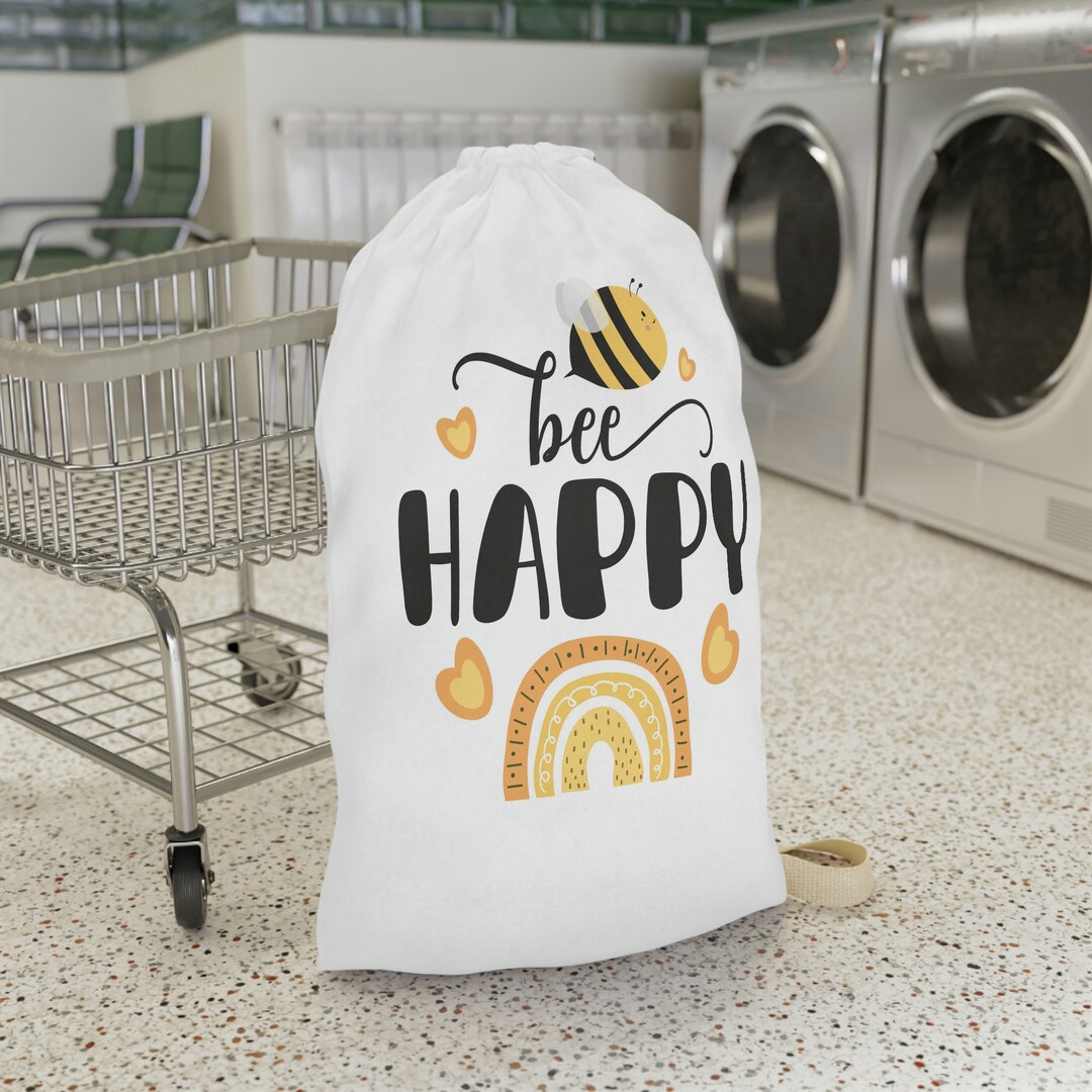Bee Happy Laundry Bag, Fun Laundry Bag, Unique Gift, Bee Gifts, Bee ...