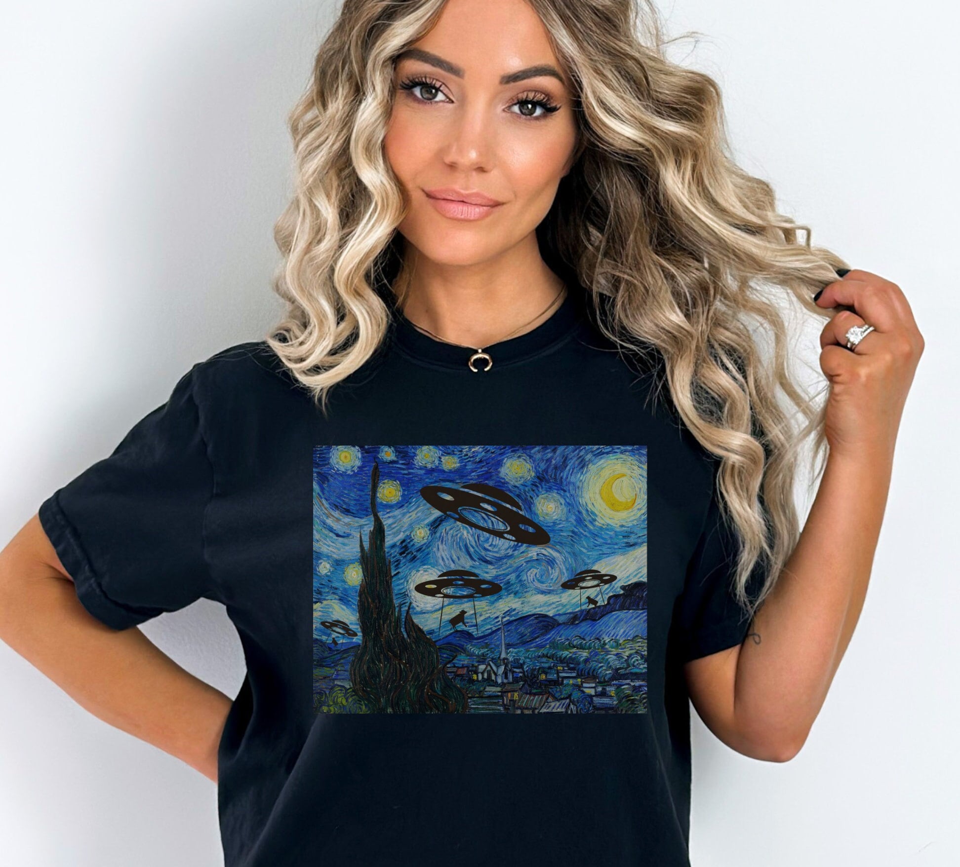 Starry Night Alien Cow Abduction Unisex Comfort Colors Shirt - Etsy