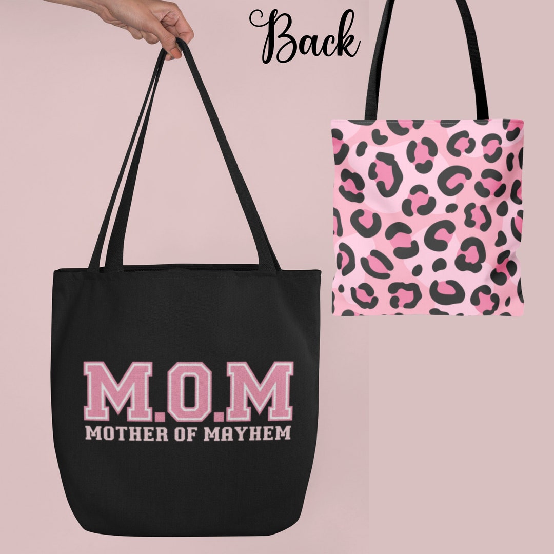 Mother of Mayhem Leopard Pink & Black Mom Tote, Gift for Mom, Mother's ...