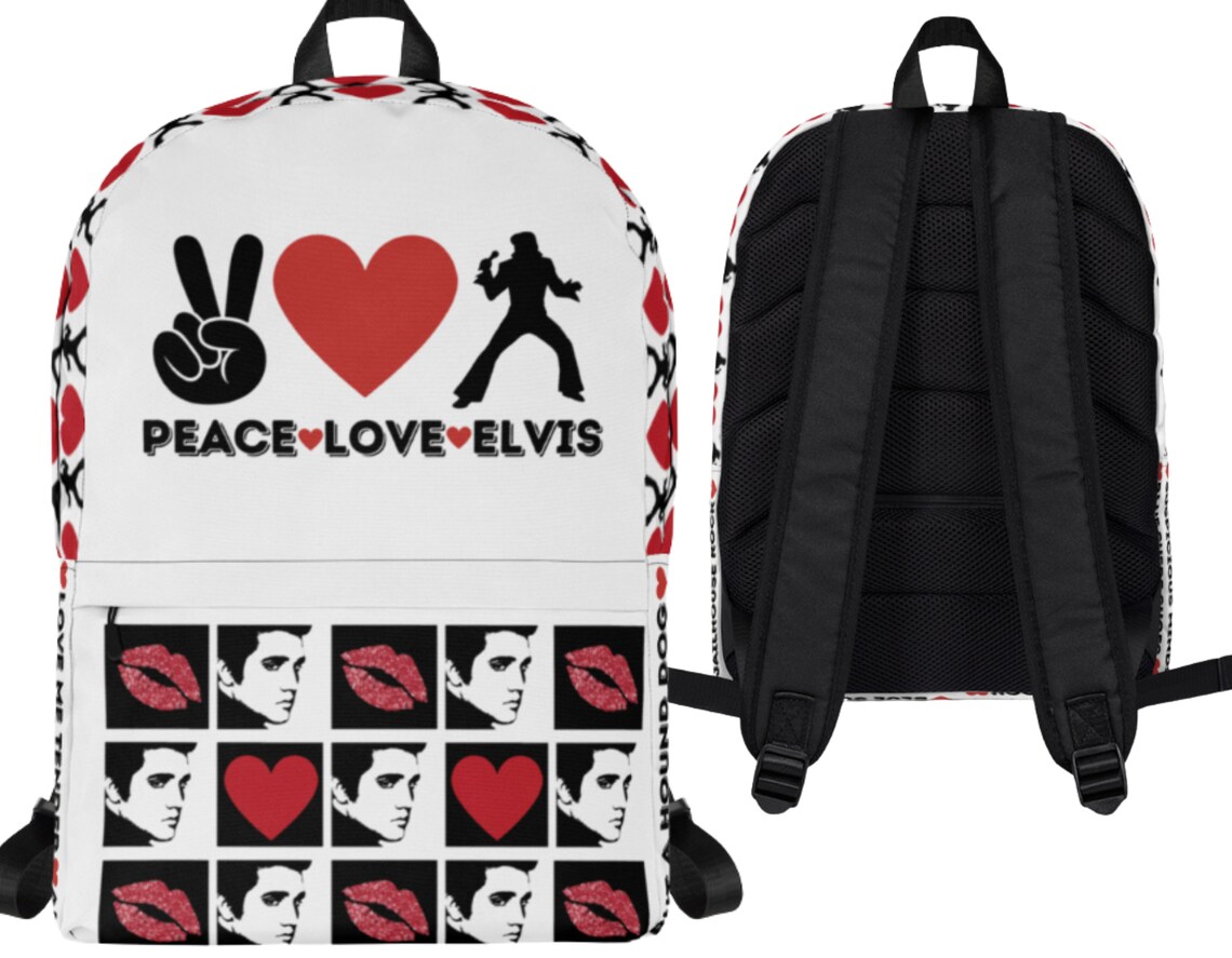Peace Love Elvis Backpack, Elvis Presley Bag, Rock and Roll Backpack ...