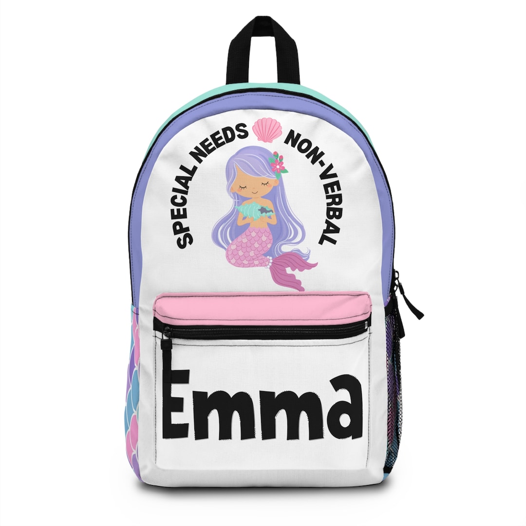 Special Needs Mermaid Personalized Backpack, Autism, Non-verbal ...