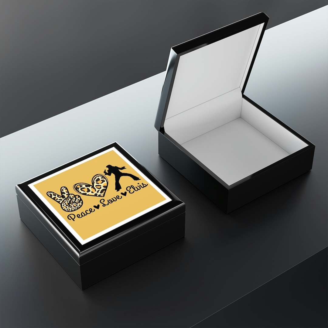 Leopard Peace Love Elvis Jewelry Box, Elvis Gift, Ladies Jewelry Box ...