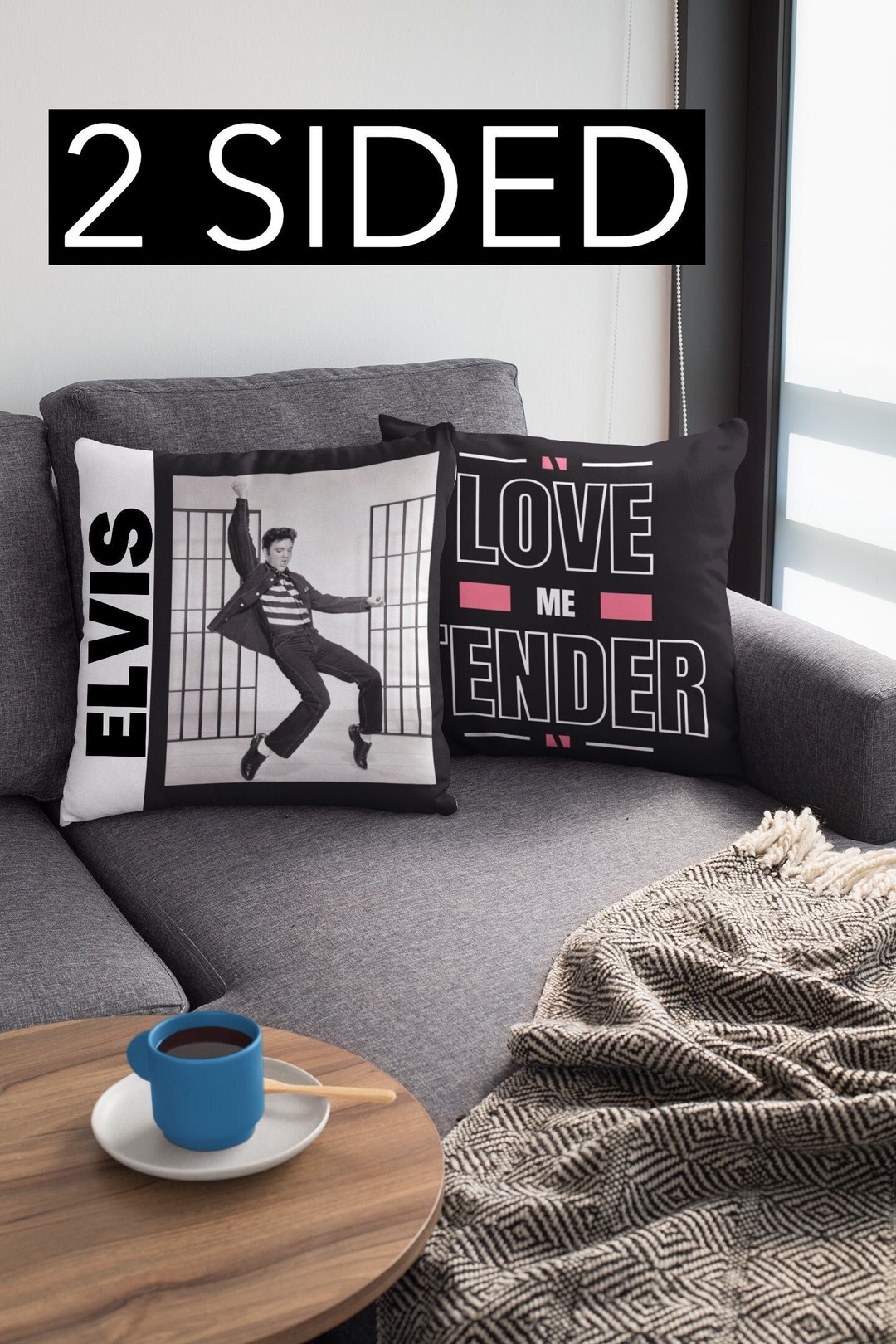 2-sided Throw Elvis Pillow Case Elvis Presley Love Me Tender Elvis ...