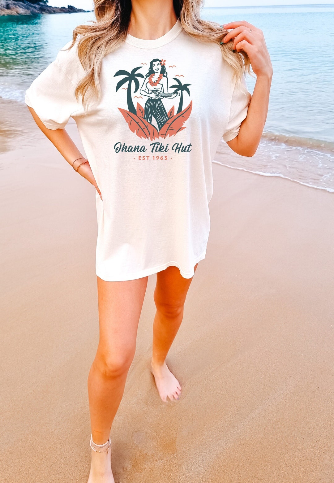 Vintage Style Ohana Tiki Hut Comfort Colors Beach Shirt, Cute Summer ...