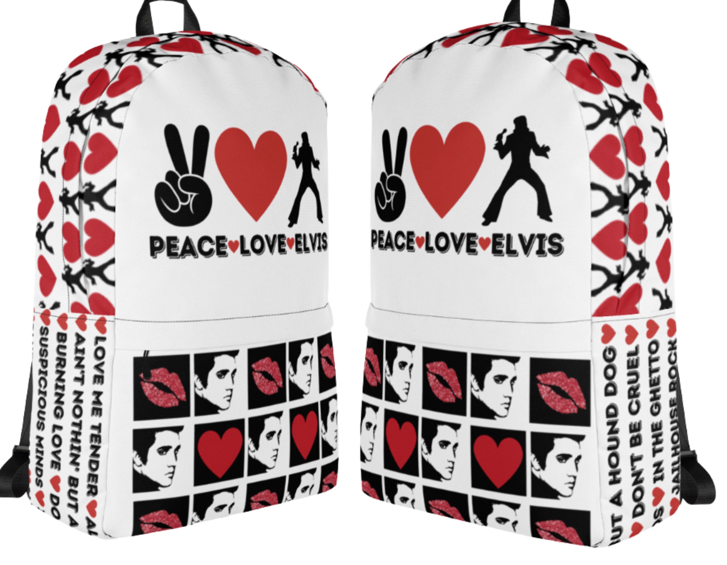 Peace Love Elvis Backpack, Elvis Presley Bag, Rock and Roll Backpack ...