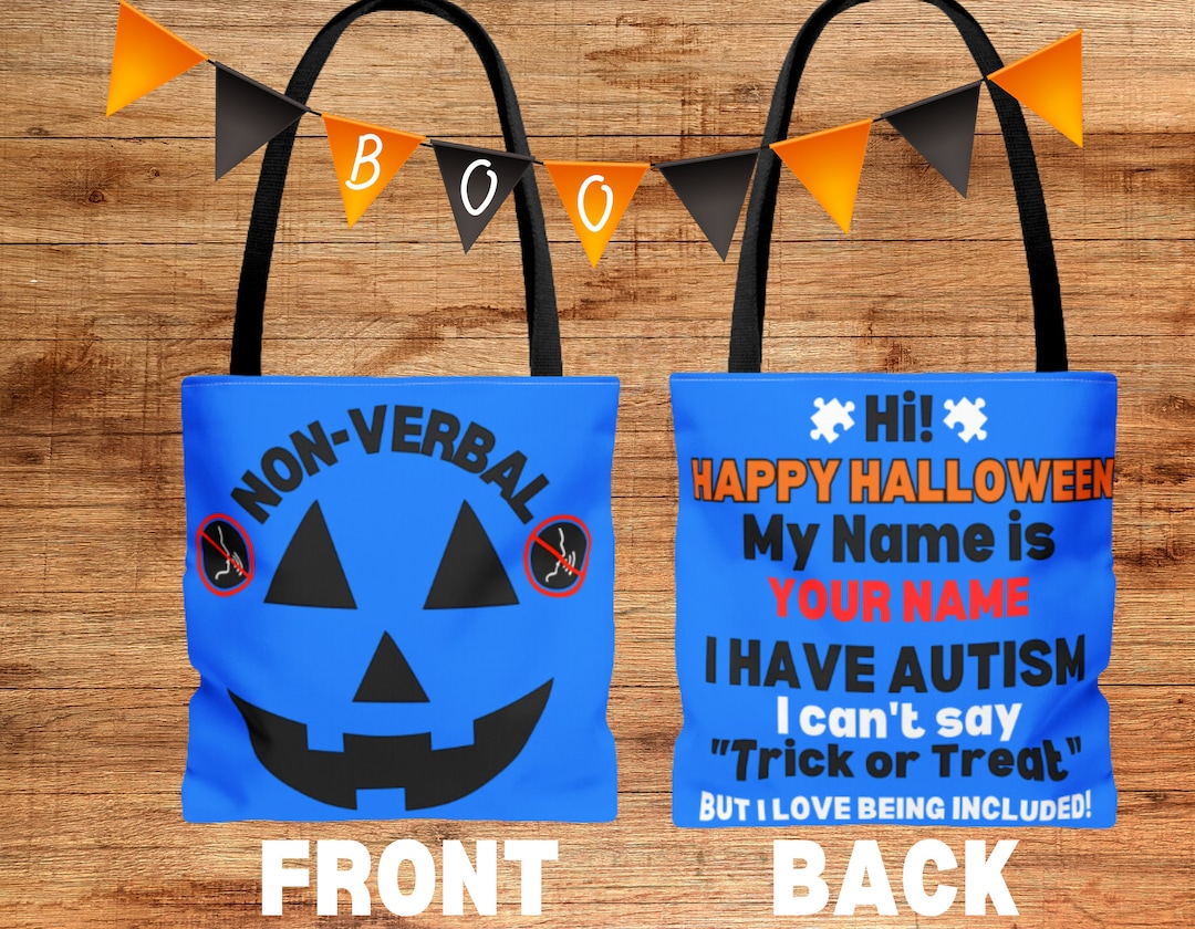 Autism Trick or Treat Halloween Personalized Bag, Non-verbal Halloween ...