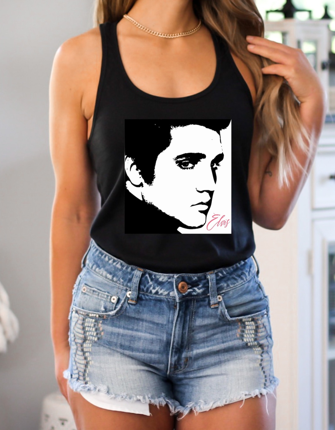 Graphic Elvis Black Razorback Tank, Elvis Presley Tank Top, Vintage ...