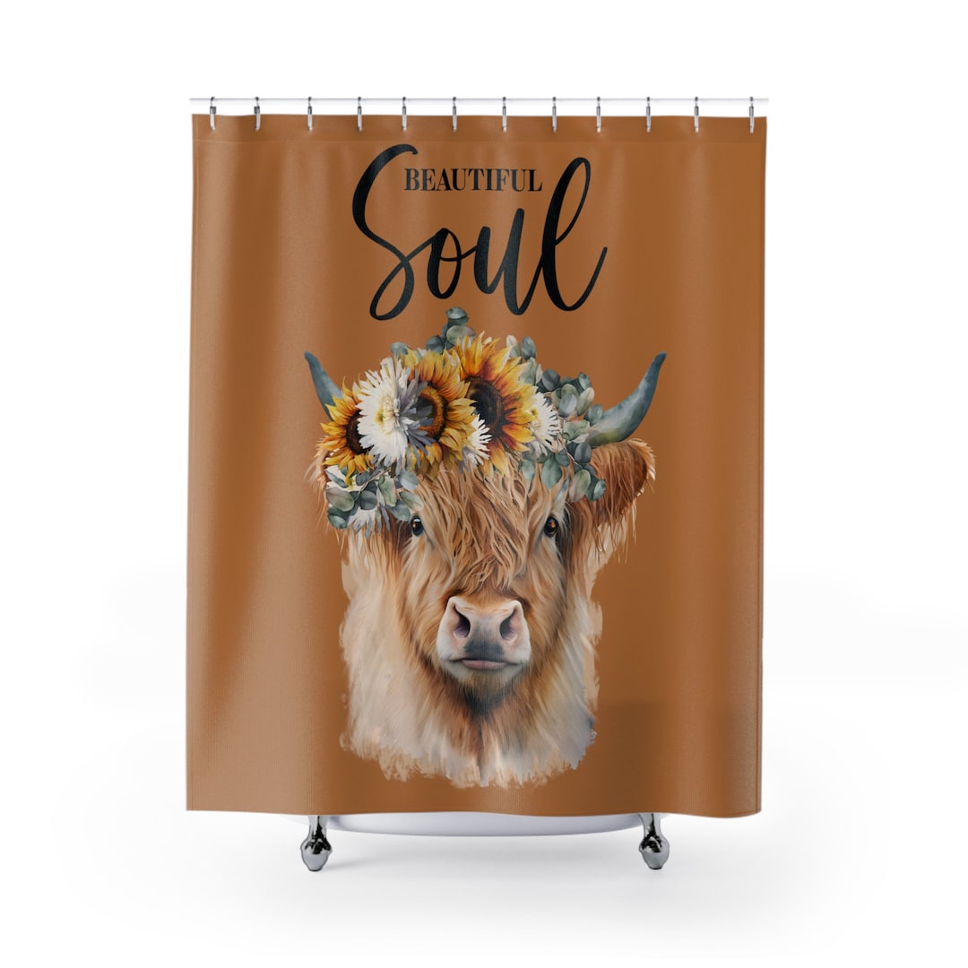 Highland Cow Shower Curtain, Inspirational Shower Curtain ...