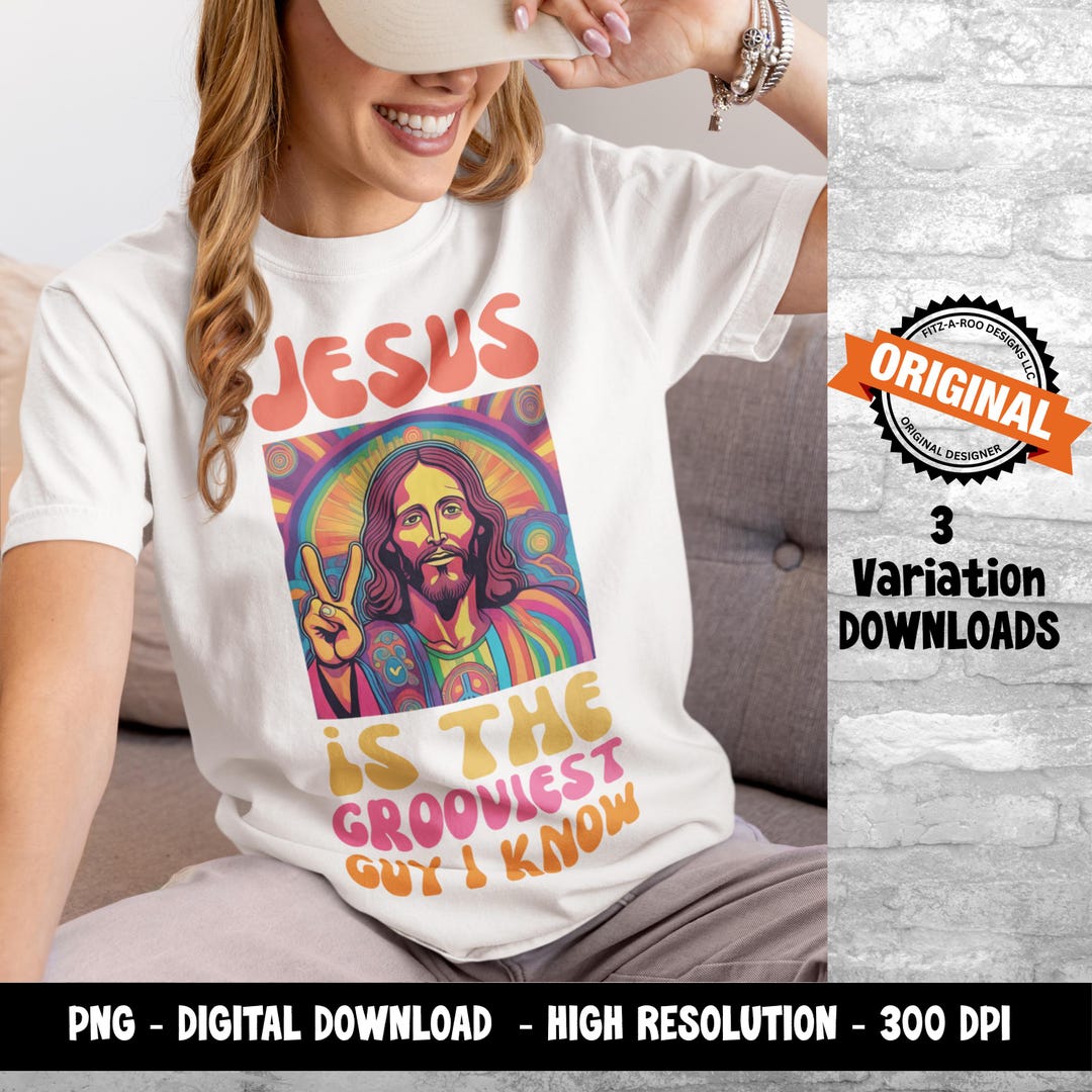 Groovy Jesus PNG, Jesus Sublimation, Trendy Christian Shirt Design ...