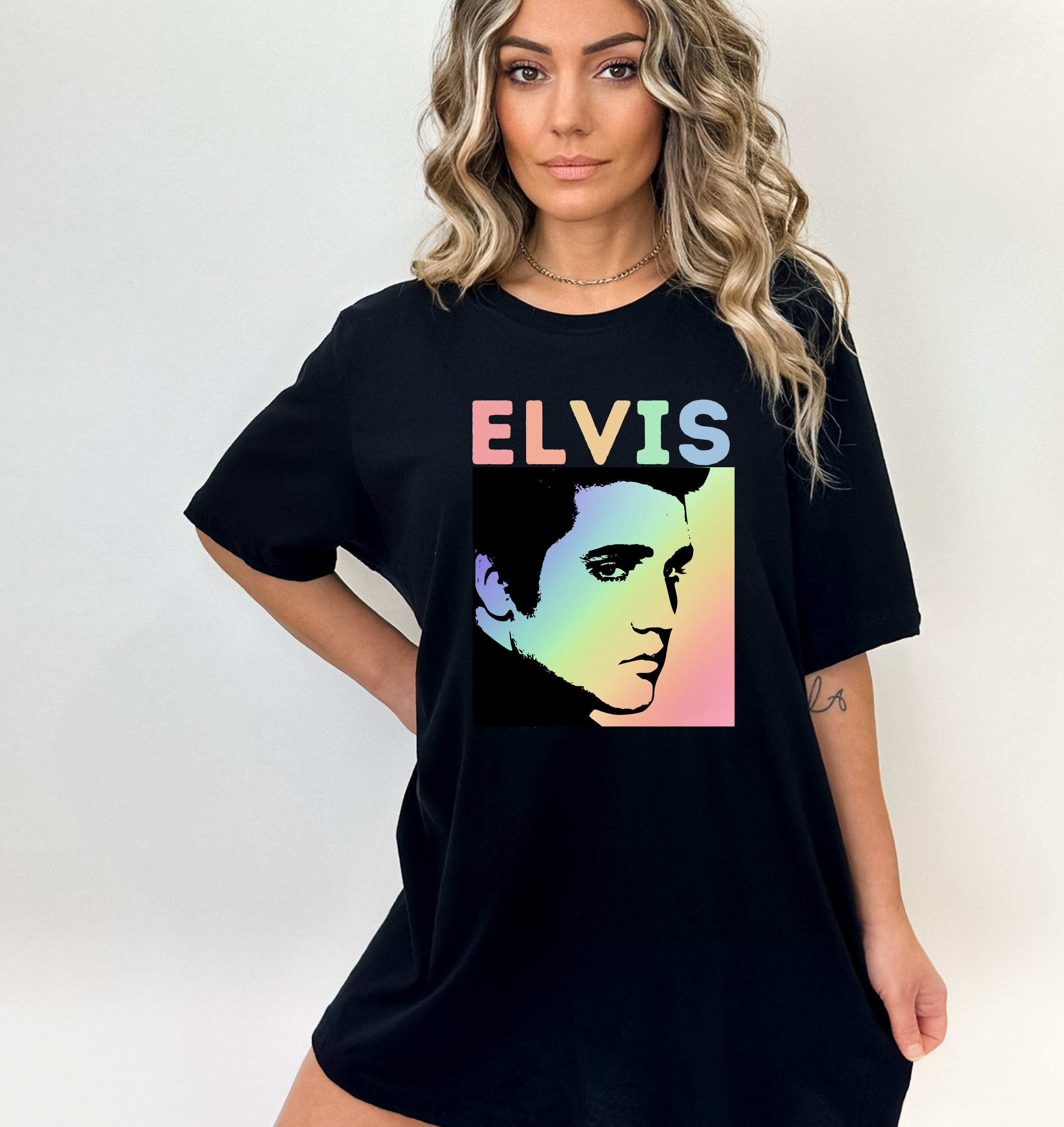 Pastel Rainbow Ombre Elvis Shirt, Elvis Presley, Retro Elvis Shirt ...
