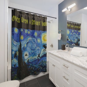 Van Gogh Starry Night Cryptid Shower Curtain, Cryptid Gifts, Van Gogh ...