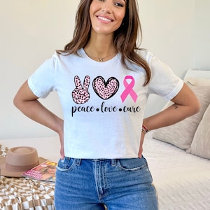 Breast Cancer Awareness T-shirt,, Peace Love Cure Breast Cancer Shirt ...