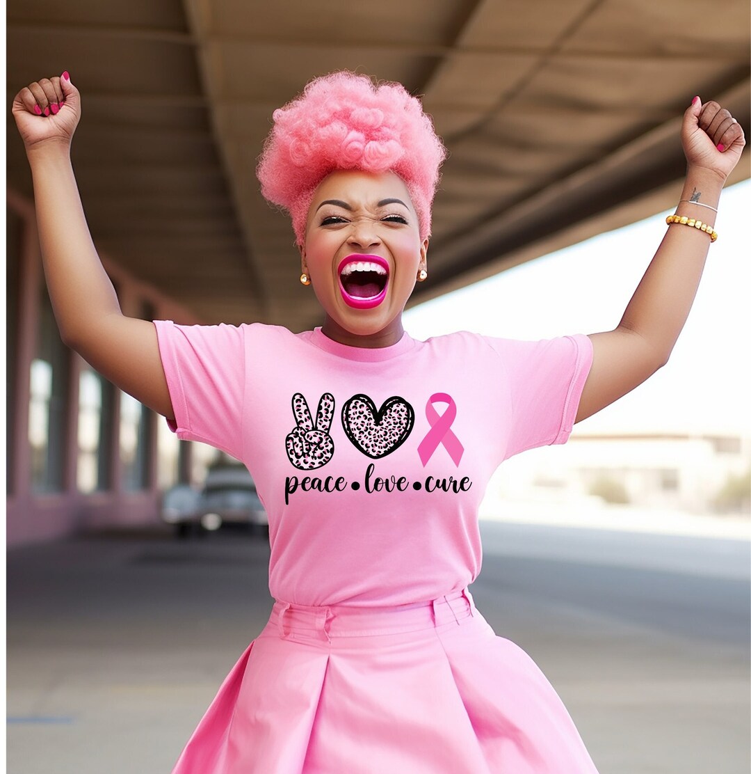 Breast Cancer Awareness T-shirt,, Peace Love Cure Breast Cancer Shirt ...