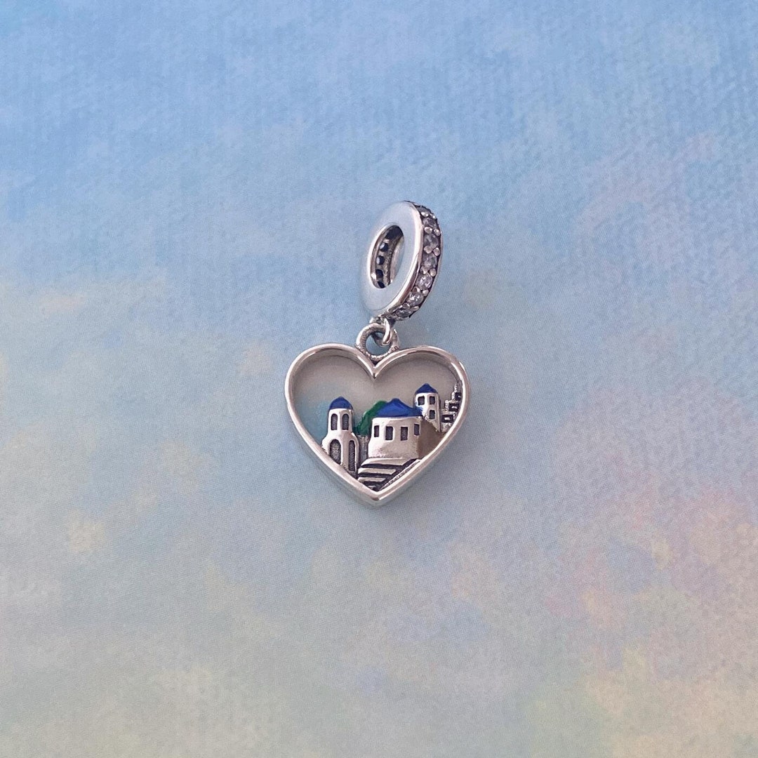 Santorini Island Greece Vacation Travel Dangle Charm,genuine 925 ...