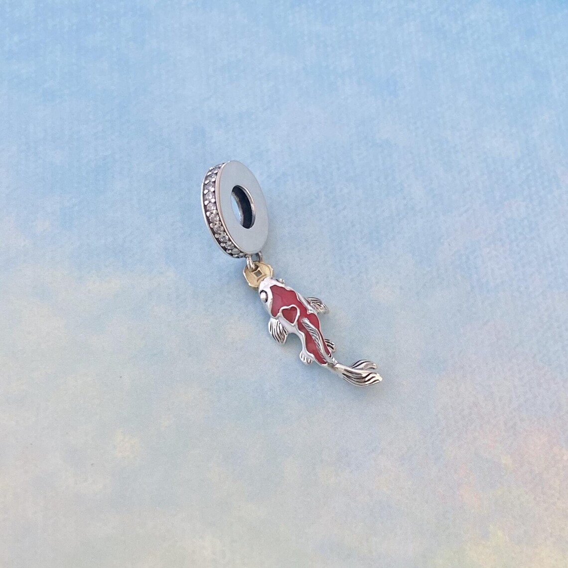 Good Fortune Carp Fish Dangle Charm,genuine 925 Sterling Silver Charm ...