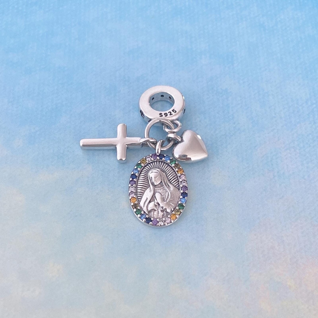 Virgin Mary Dangle Charm Faith Cross Charm,charm for Bracelet,necklace ...