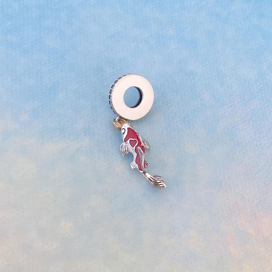 Good Fortune Carp Fish Dangle Charm,genuine 925 Sterling Silver Charm ...