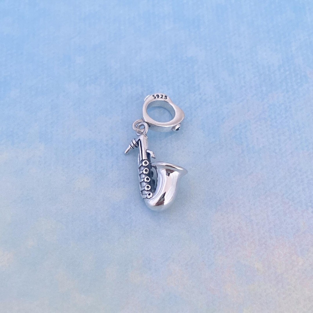 Saxophone Dangle Charm,sax Charm,genuine S925 Sterling Silver Charm for ...