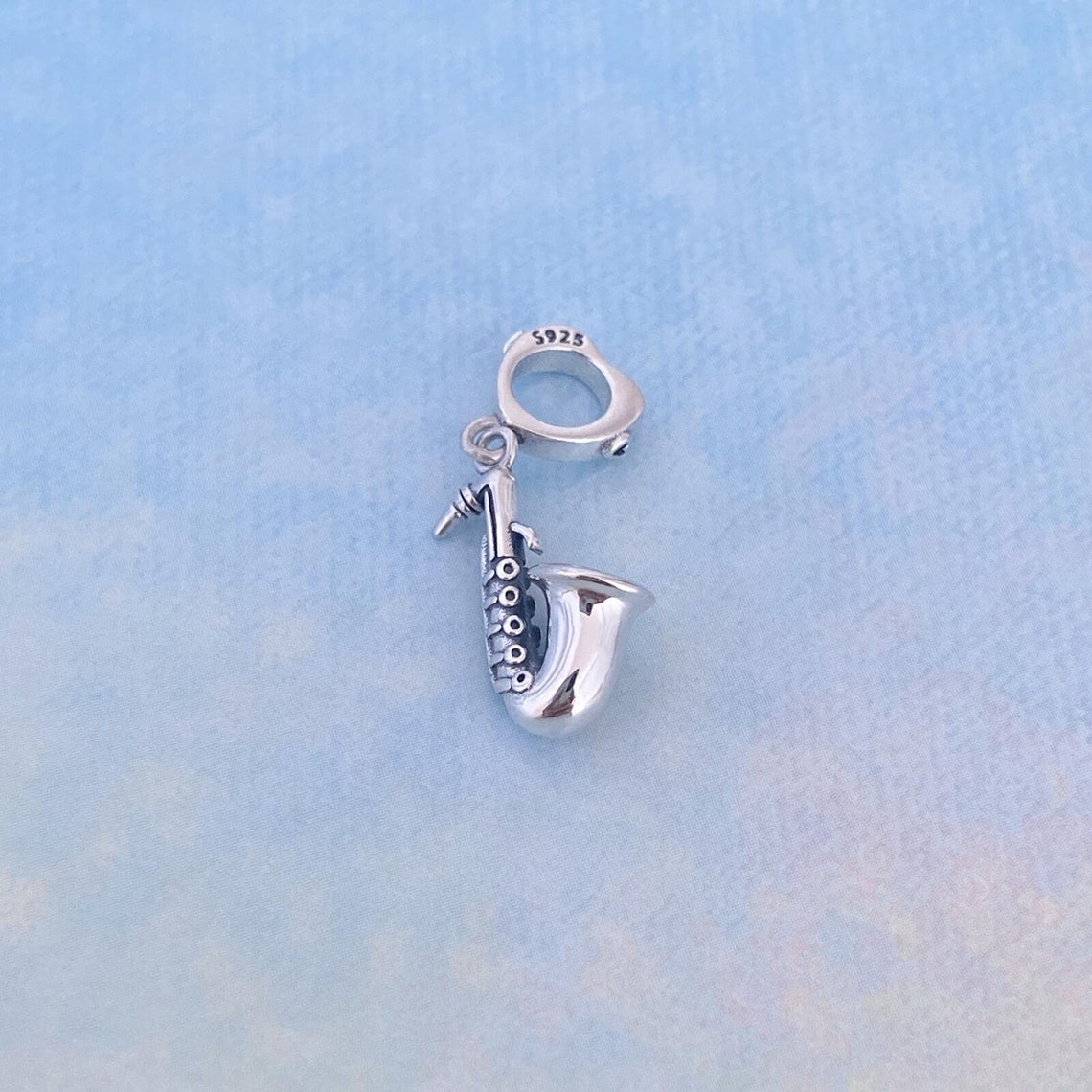 Saxophone Dangle Charm,sax Charm,genuine S925 Sterling Silver Charm for ...