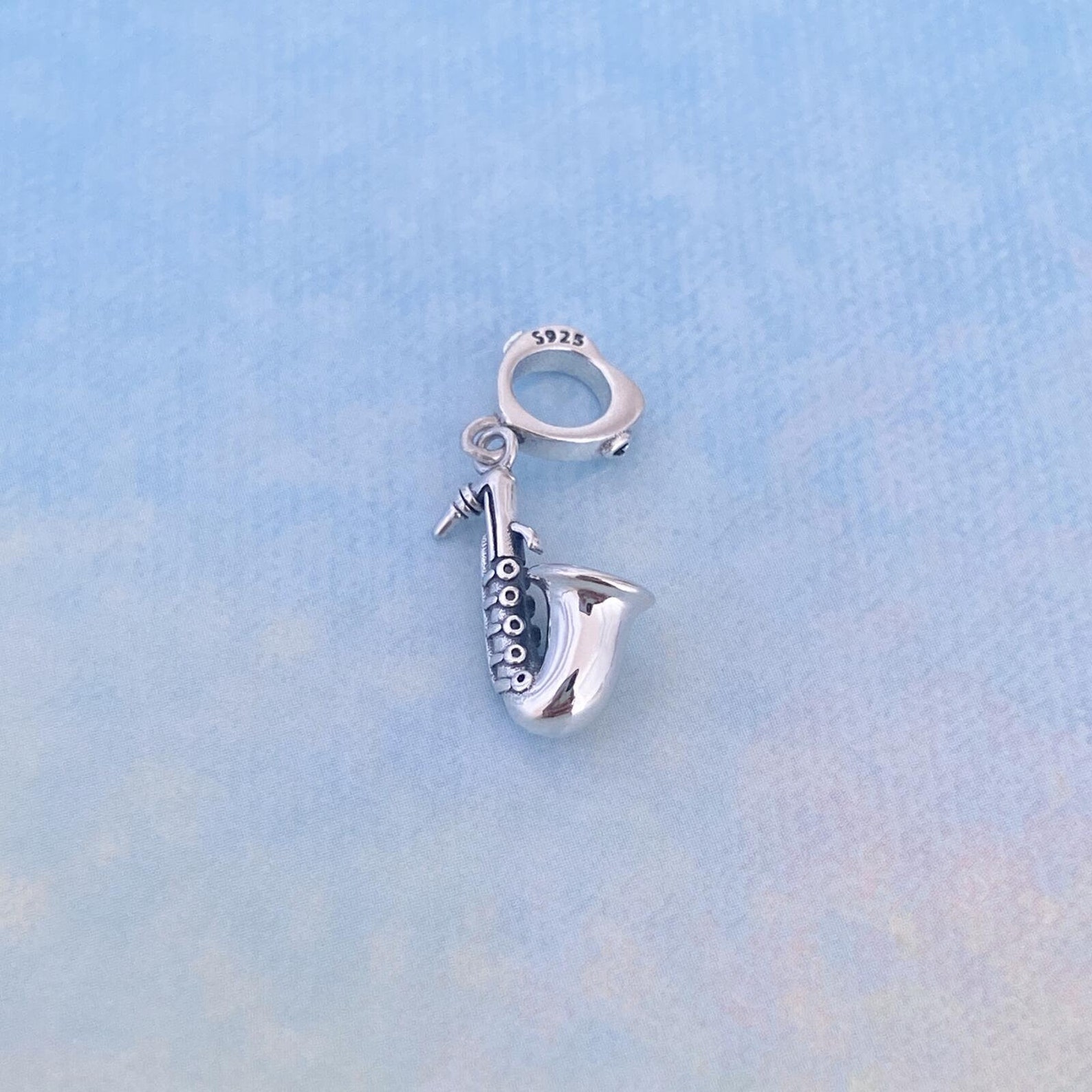 Saxophone Dangle Charm,sax Charm,genuine S925 Sterling Silver Charm for ...