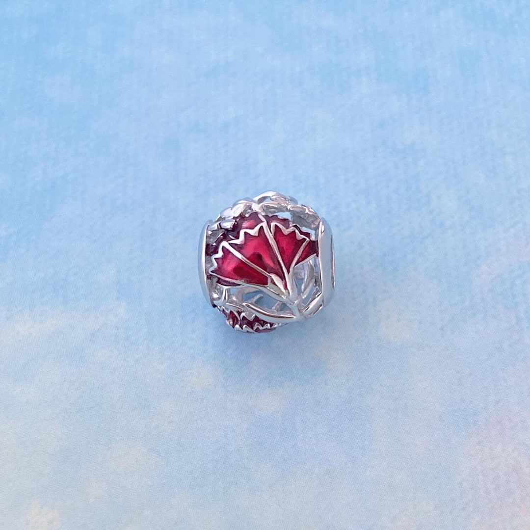 Carnation Charm,new Genuine 925 Sterling Silver Charm for Bracelet ...