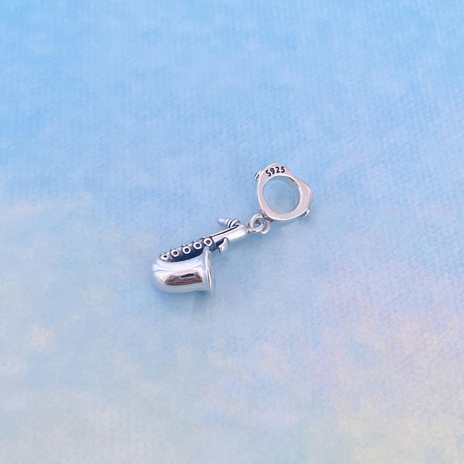 Saxophone Dangle Charm,sax Charm,genuine S925 Sterling Silver Charm for ...