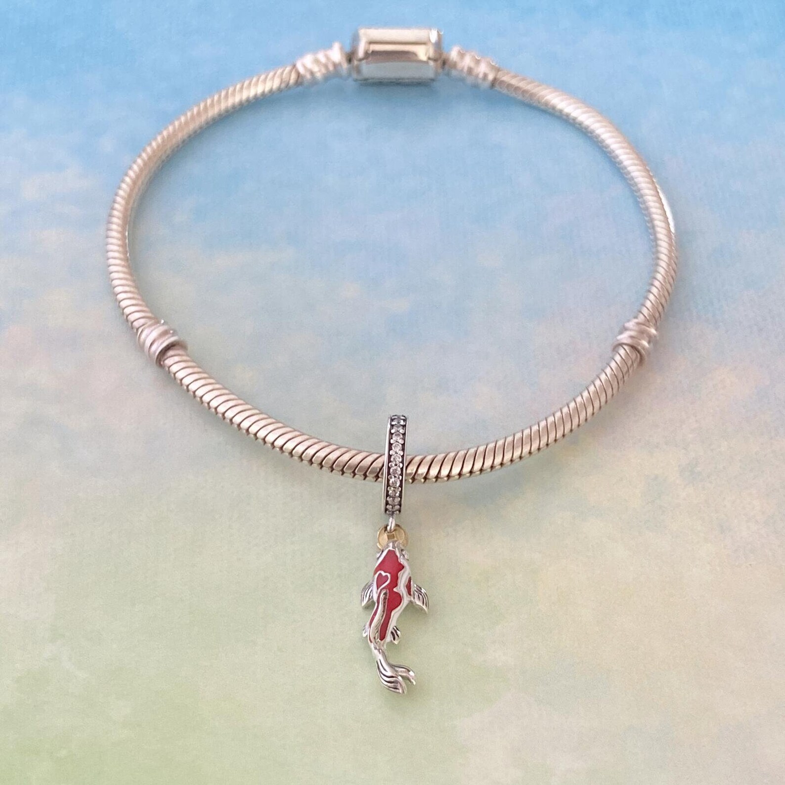 Good Fortune Carp Fish Dangle Charm,genuine 925 Sterling Silver Charm ...
