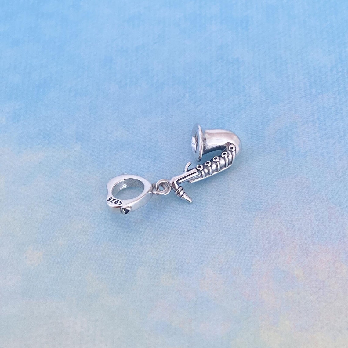 Saxophone Dangle Charm,sax Charm,genuine S925 Sterling Silver Charm for ...