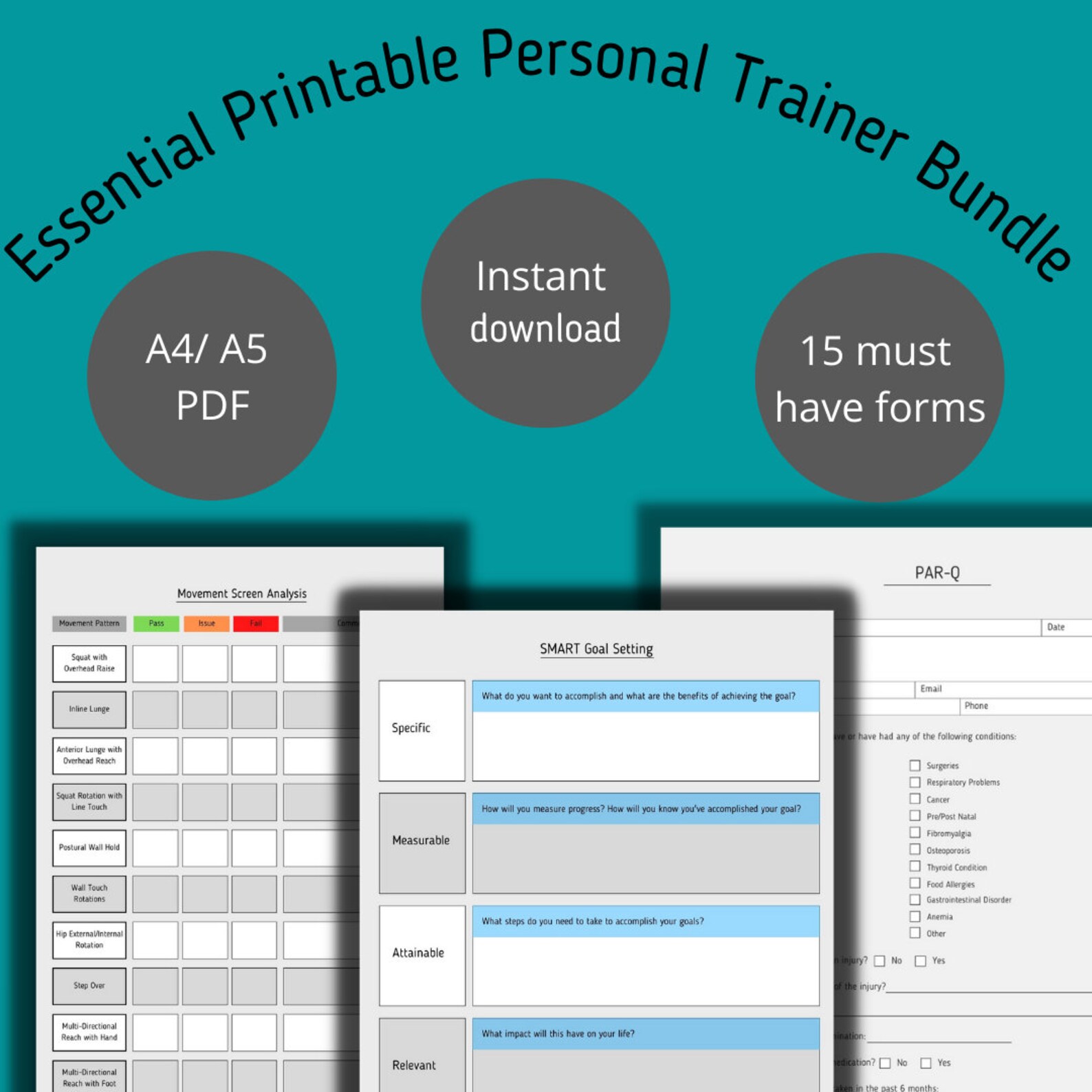 Essential Personal Trainer Printable Bundle - 14 Must Have Forms for ...
