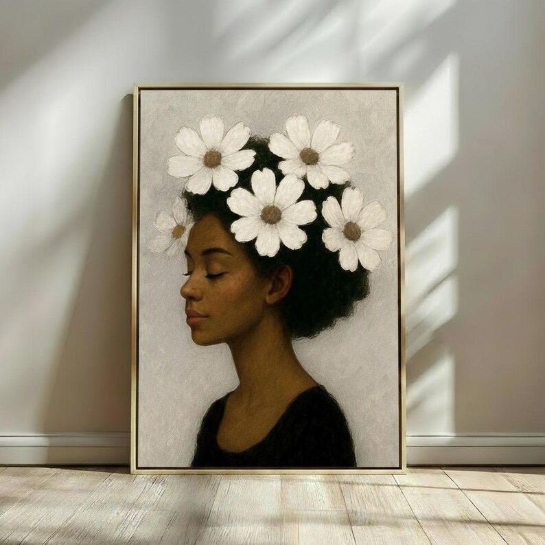 Neutral Wall Art - Afrocentric Abstract Black Woman Digital Print ...
