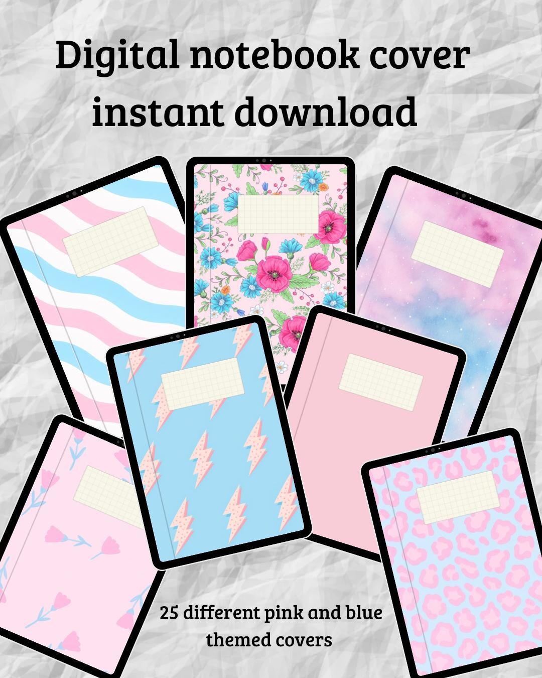 Blue and Pink Themed Goodnotes Covers – 25 Aesthetic Digital Notebook ...