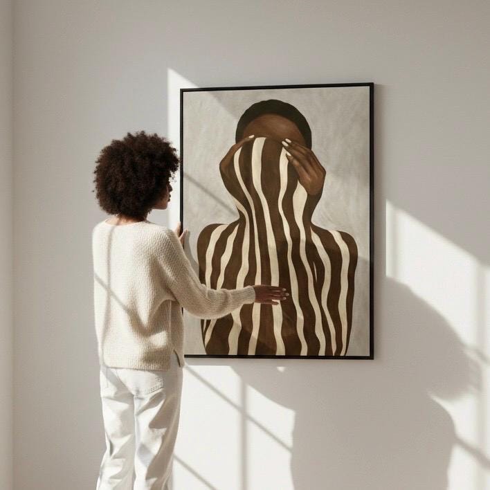 Neutral Wall Art, Afrocentric Abstract Black Woman Digital Print ...