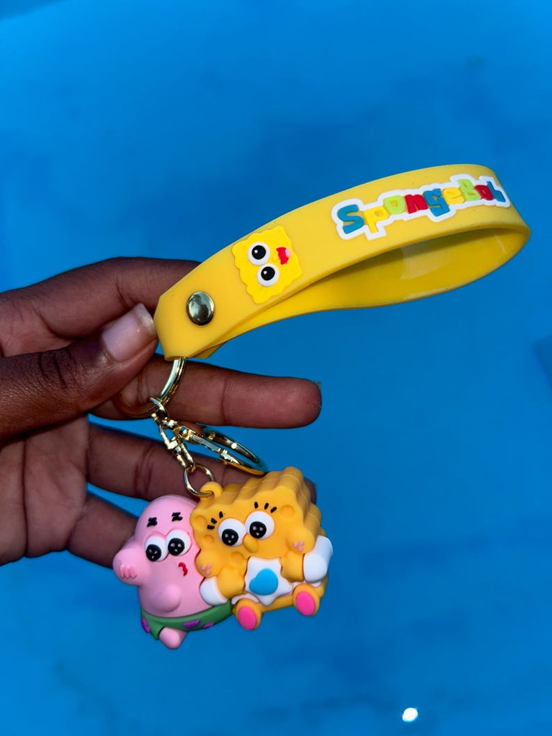 Yellow Spongebob & Patrick Character Keychains - Etsy