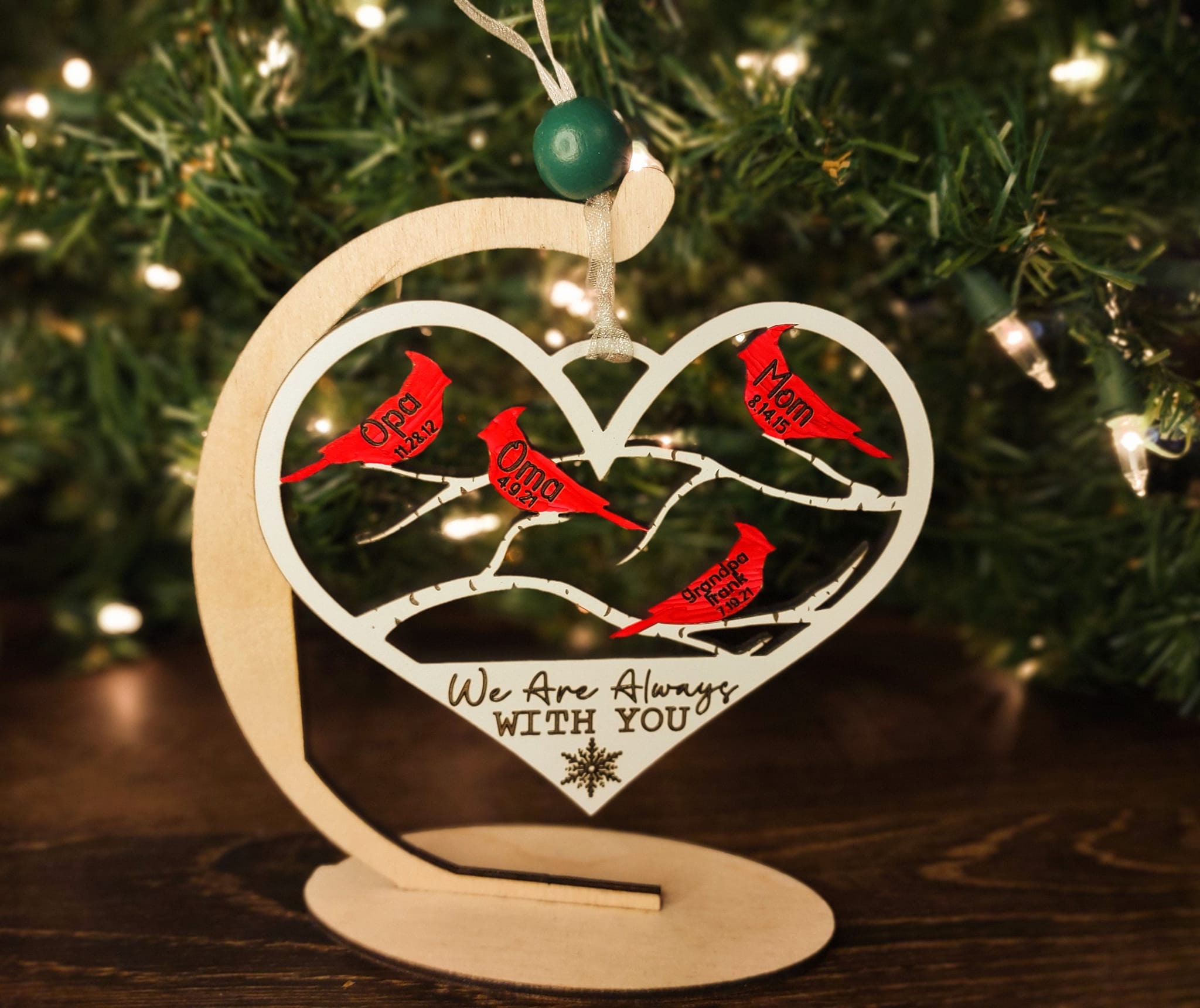 Personalized Cardinal Memorial Heart Ornament We Are Always - Etsy